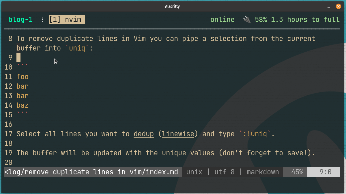 Remove Duplicate Lines In Vim Retrovertigo
